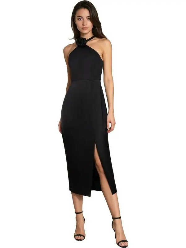 Yumi Kim Satin Tulip Skirt Dress - Black