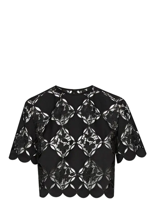 Oscar De La Renta Gardenia Guipure Blouse - Black