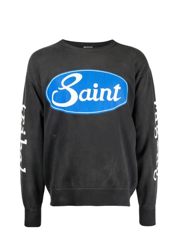 SAINT MXXXXXX Logo-print Cotton Sweatshirt - Grey