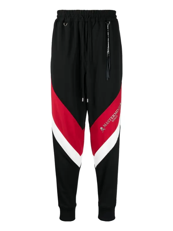 MASTERMIND WORLD Logo-print Stripe-detailing Track Pants - Black