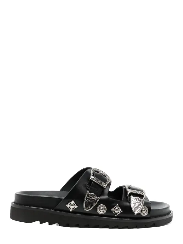 Toga Stud-embellished Leather Sandals - Black