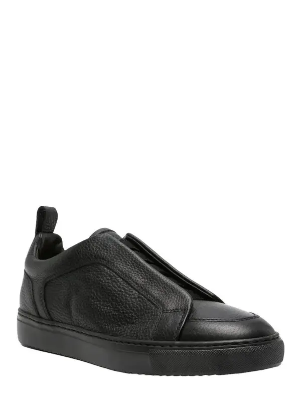 DOUCAL'S Leather Slip-on Sneakers - Black
