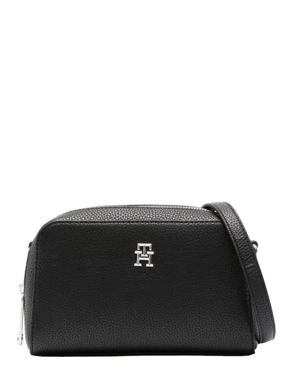 Tommy Hilfiger Grained-texture Crossbody Bag With Logo Plaque - Black