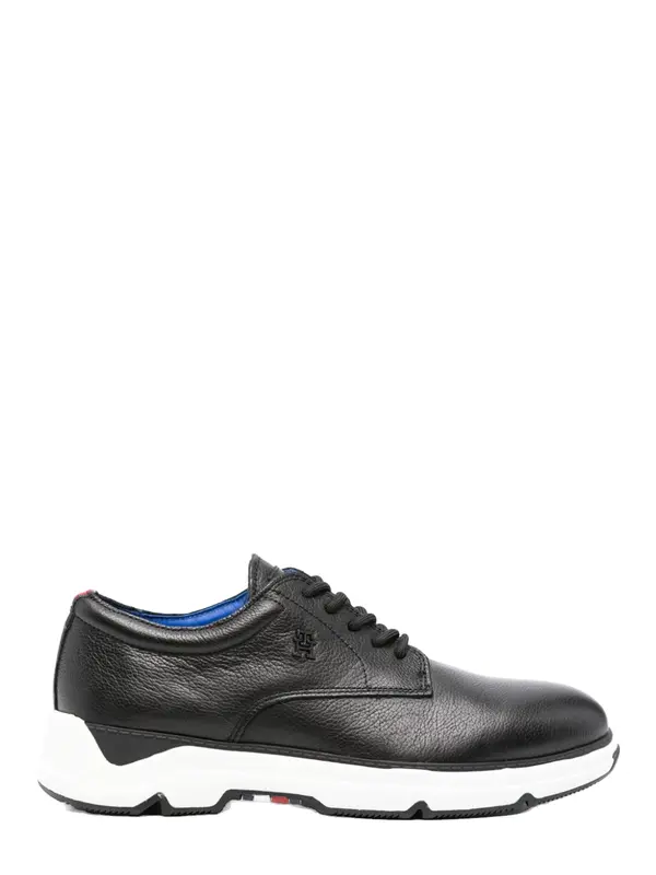 Tommy Hilfiger Logo Plaque Leather Derby Shoes - Black