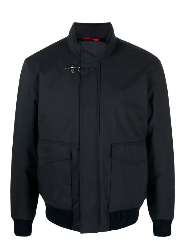 FAY Mock-neck Zip-up Bomber Jacket - Blue