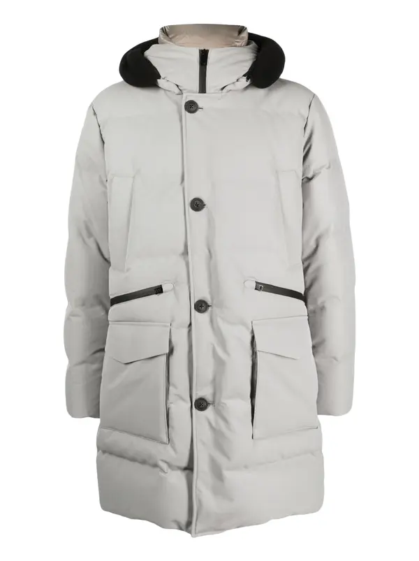 Woolrich Button-fastening Hooded Down Jacket - Neutrals