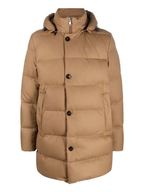 Woolrich Button-fastening Hooded Padded Coat - Brown