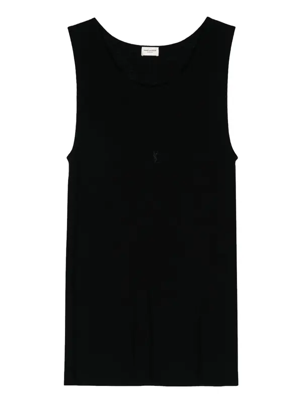 Saint Laurent Logo-embroidered Wool Tank Top - Black