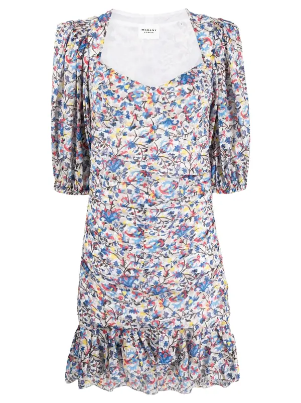 MARANT ETOILE Lunesa Floral-print Midi Dress - Blue