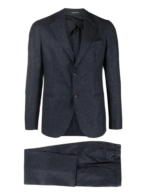 Emporio Armani Speckled Single-breasted Suit - Blue