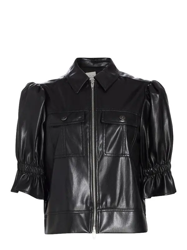 Cinq À Sept Holly Faux Leather Puff-sleeve Jacket - Black