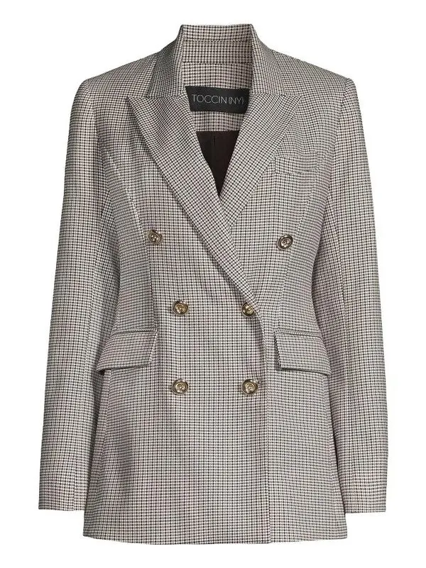 TOCCIN Mia Double-breasted Houndstooth Blazer - Multi