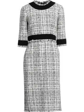 Dolce & Gabbana Multicolor Tweed Midi Dress - White