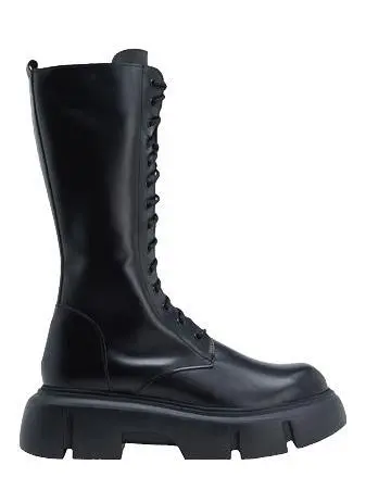 8 BY YOOX Grain Leather High Combat Boots - Black