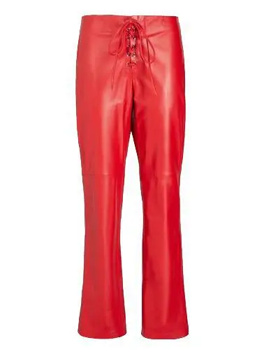 8 BY YOOX Lambskin Leather Lace-up Pants - Tomato Red