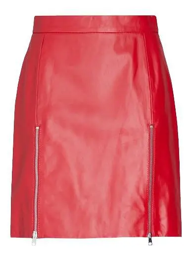 8 BY YOOX Leather Mini Skirt With Zip Detail - Tomato Red