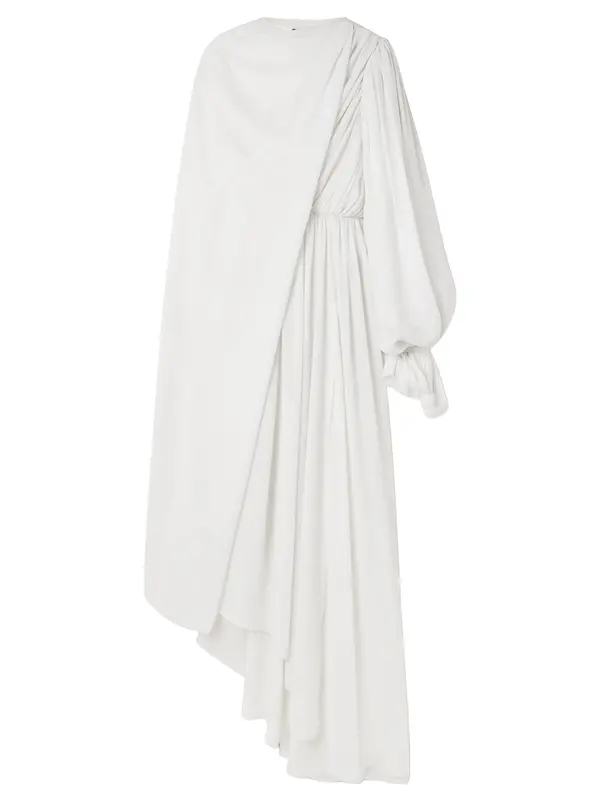 Balenciaga Asymmetric Draped Cape-effect Dress - White