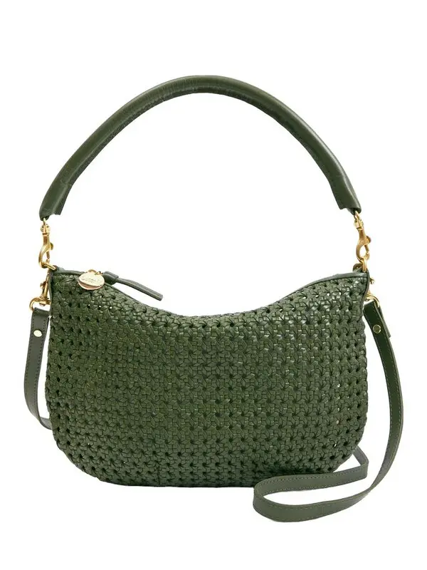 Clare V. Petit Moyen Woven Messenger Bag - Army Rattan