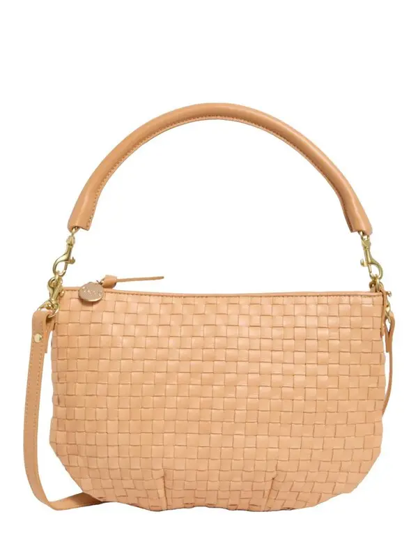 Clare V. Petit Moyen Woven Messenger Bag - Bisque Woven Checker