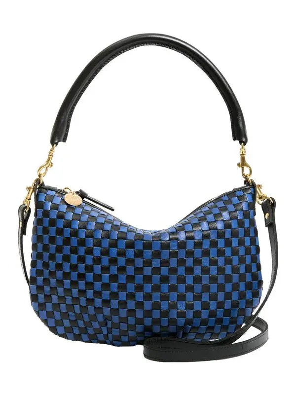 Clare V. Petit Moyen Woven Messenger Bag - Black/cobalt