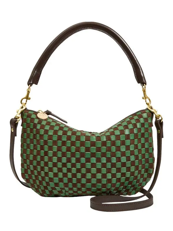 Clare V. Petit Moyen Woven Messenger Bag - Deep Pine Chocolate