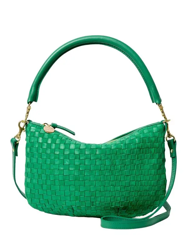 Clare V. Petit Moyen Woven Messenger Bag - Grass