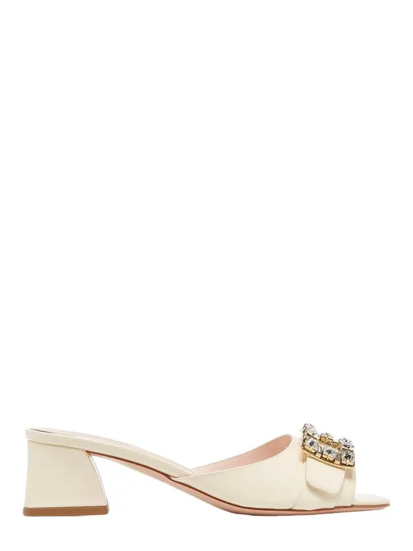 ROGER VIVIER Bikiviv Patent Leather Mules - White