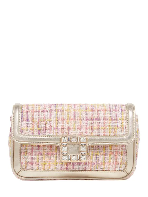 ROGER VIVIER Viv' Jeu De Fille Tweed Envelope Bag - Pink
