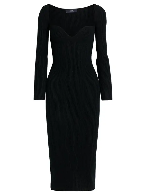 Arch4 Coco Ribbed Cashmere Midi Dress - Black