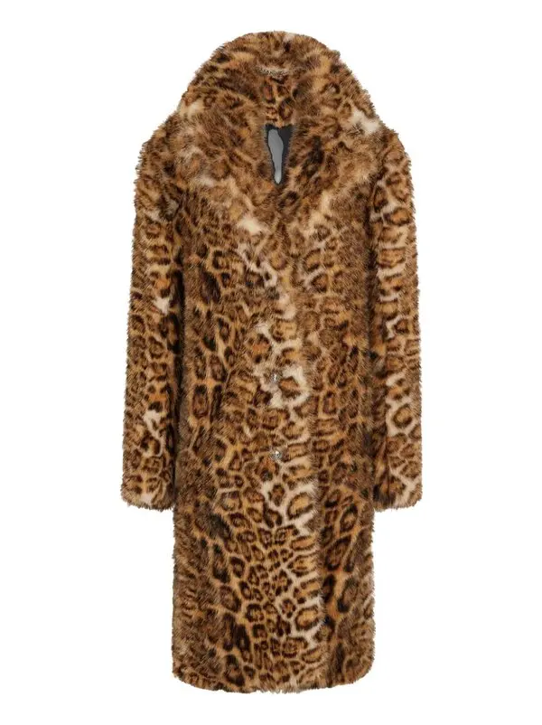 Rabanne Leopard Print Faux-fur Coat - Brown
