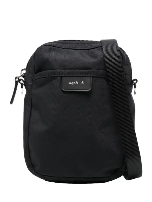 AGNÈS B. Logo-patch Zipped Messenger Bag - Black