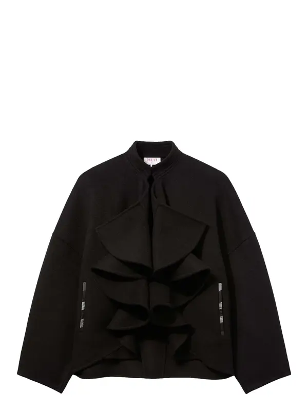 Emilio Pucci Ruffled-placket Wool Jacket - Black