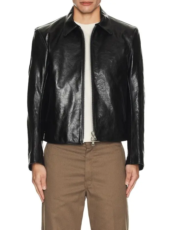 Our Legacy Mini Leather Jacket - Top Dyed Black Leather