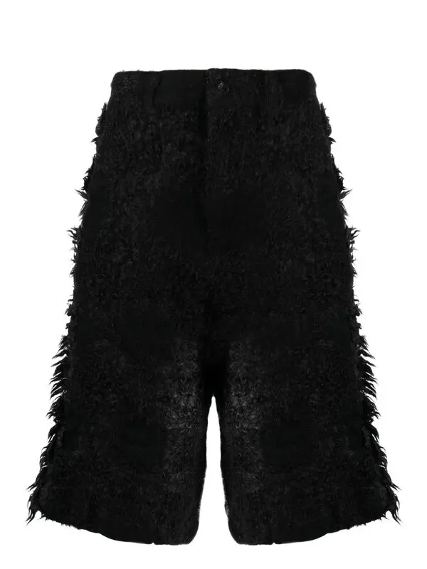 Comme Des Garçons Faux-shearling Wool Shorts - Black