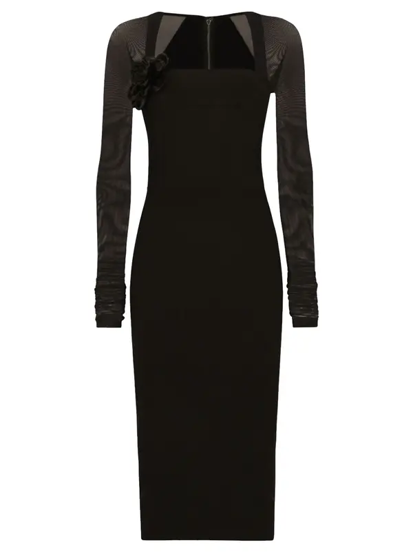Dolce & Gabbana Tulle-sleeve Midi Dress - Black
