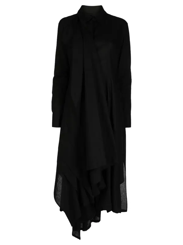 Yohji Yamamoto Muslin Draped Midi Dress - Black