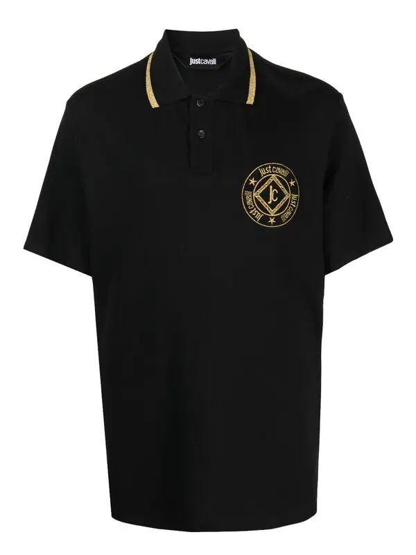 Just Cavalli Embroidered-logo Cotton Polo Shirt - Black