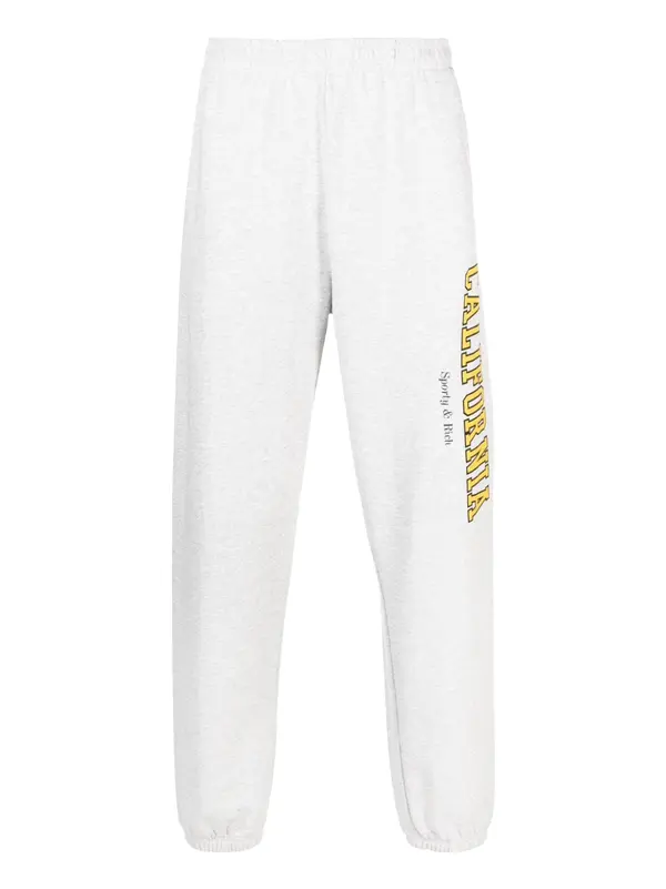 SPORTY & RICH Text-print Cotton-blend Pants - Grey