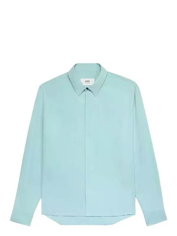Ami Button-up Crepe Shirt - Blue