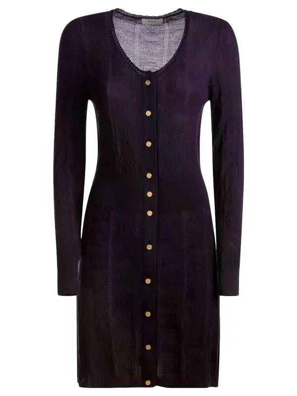 Bally Long-sleeve Knitted Wool Dress - Purple
