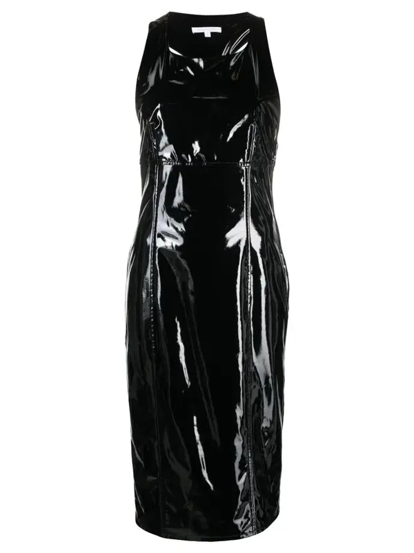 Patrizia Pepe High-shine Buckled Midi Dress - Black