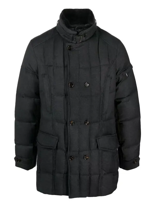 MOORER Funnel-neck Padded Coat - Grey