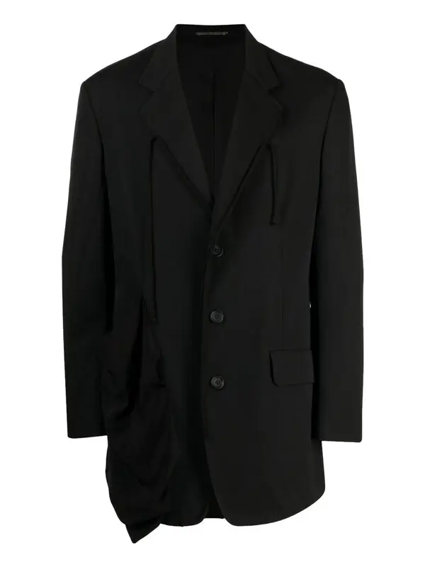 Yohji Yamamoto Notched-lapels Wool Blazer - Black