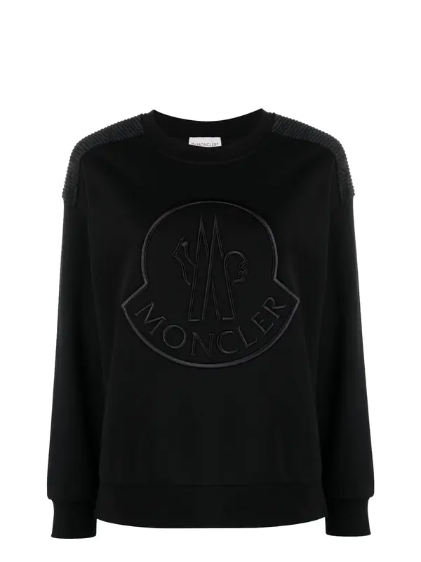 Moncler Logo-embroidered Cotton-blend Sweatshirt - Black