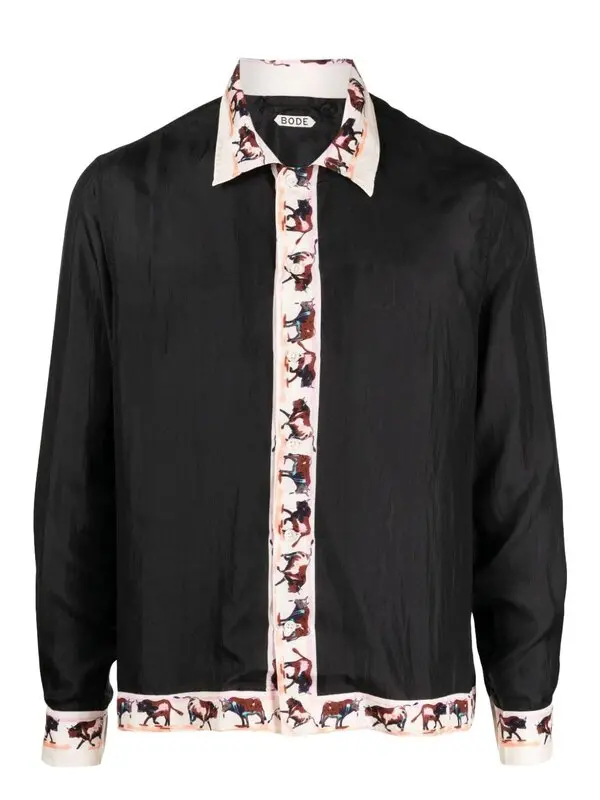 BODE Taureau Silk Shirt - Black