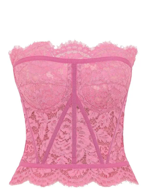 Dolce & Gabbana Chantilly Lace Strapless Top - Pink