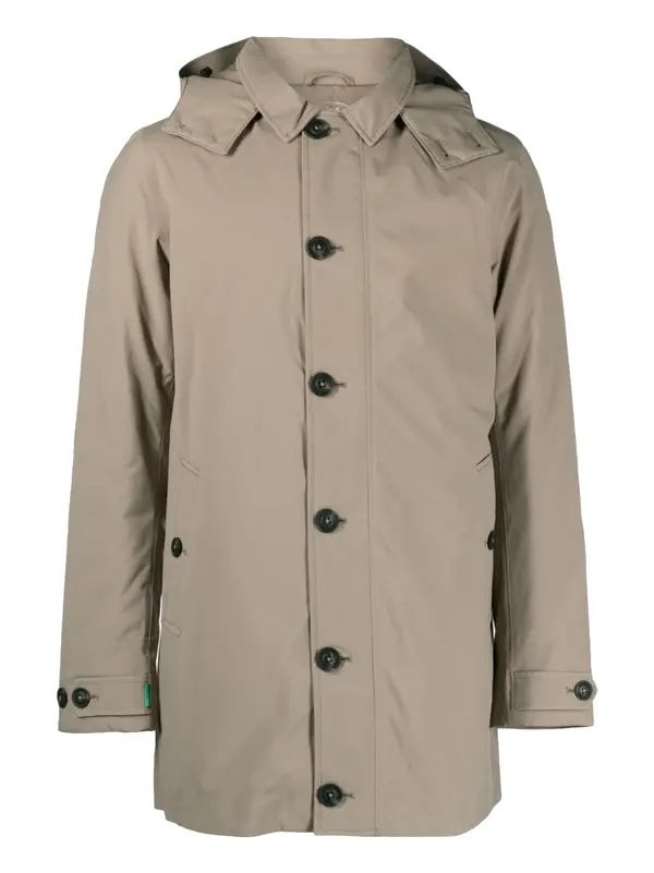 SAVE THE DUCK Single-breasted Hooded Coat - Neutrals