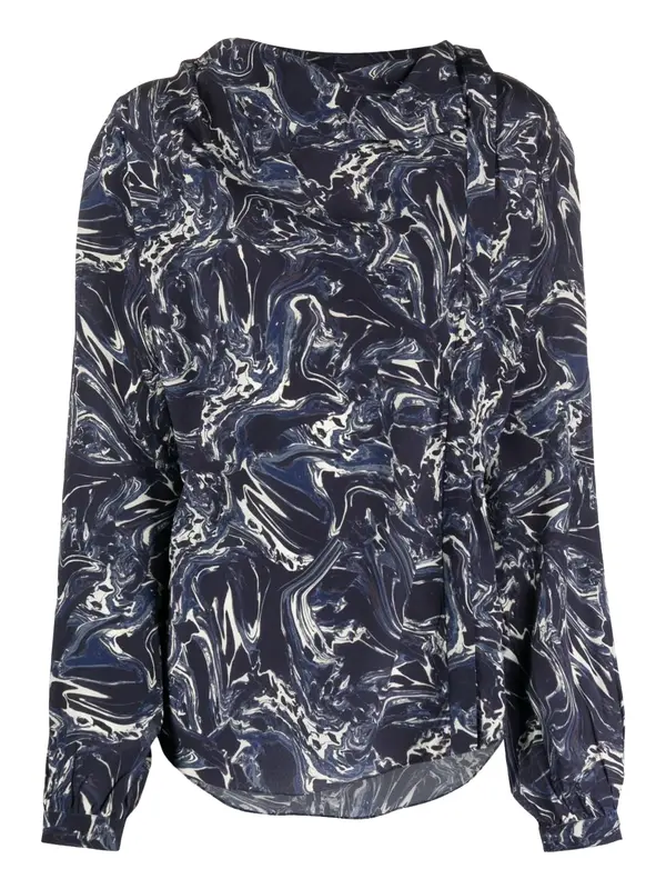 Isabel Marant Tiphaine Marble-print Blouse - Blue