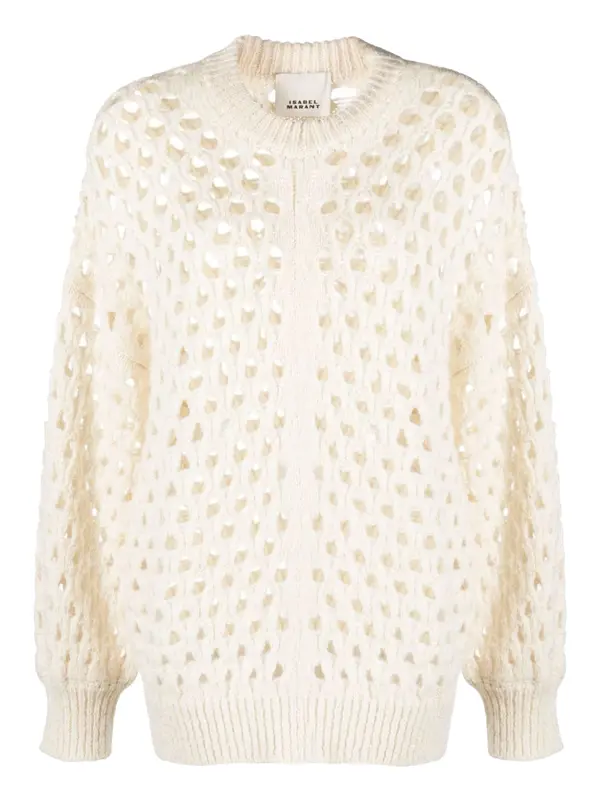 Isabel Marant Tane Crochet Wool-blend Jumper - Neutrals