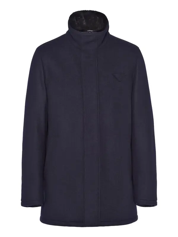 Prada Wool Blend And Shearling Jacket - Blue